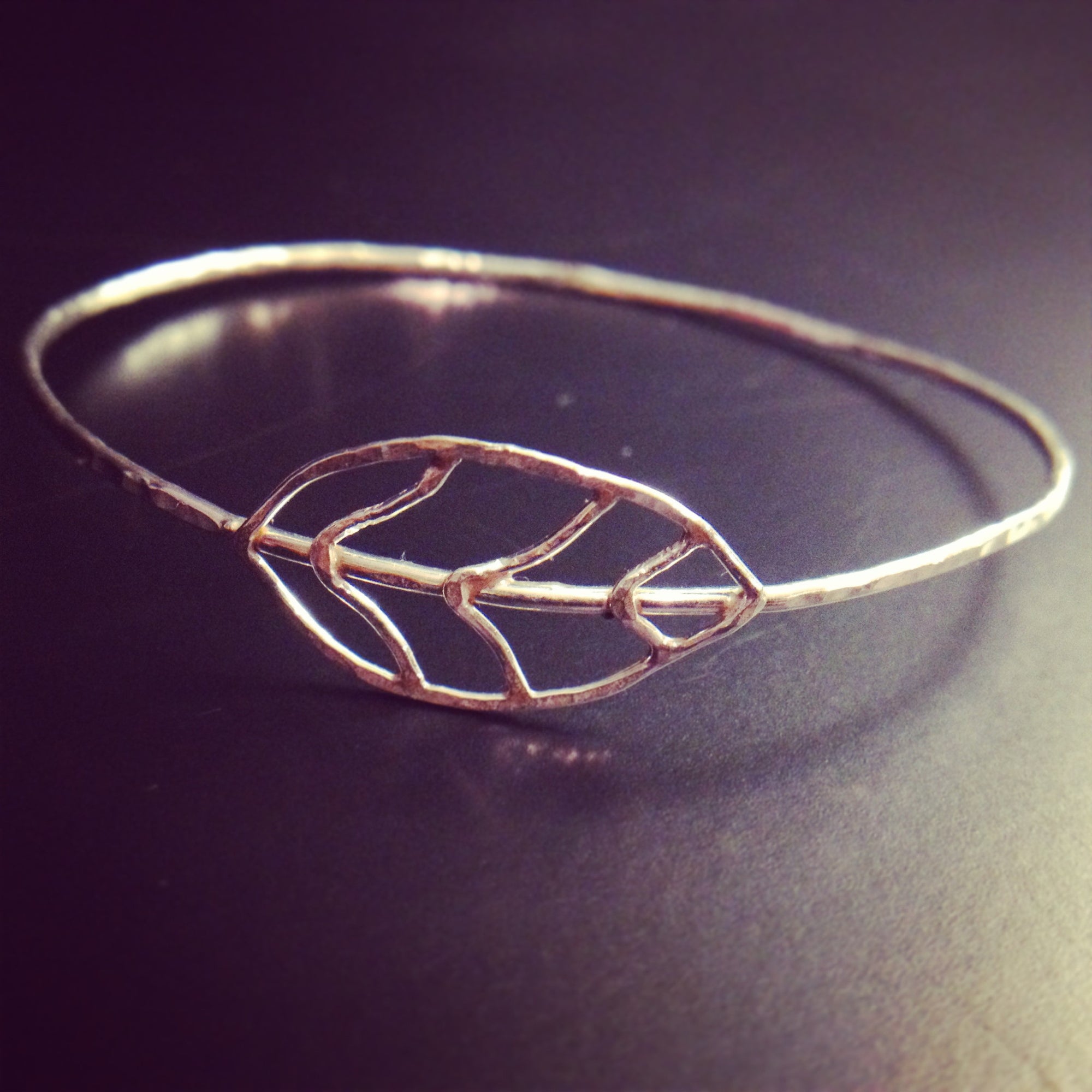 Hammered Leaf Bangle – Aquarian Thoughts Jewelry
